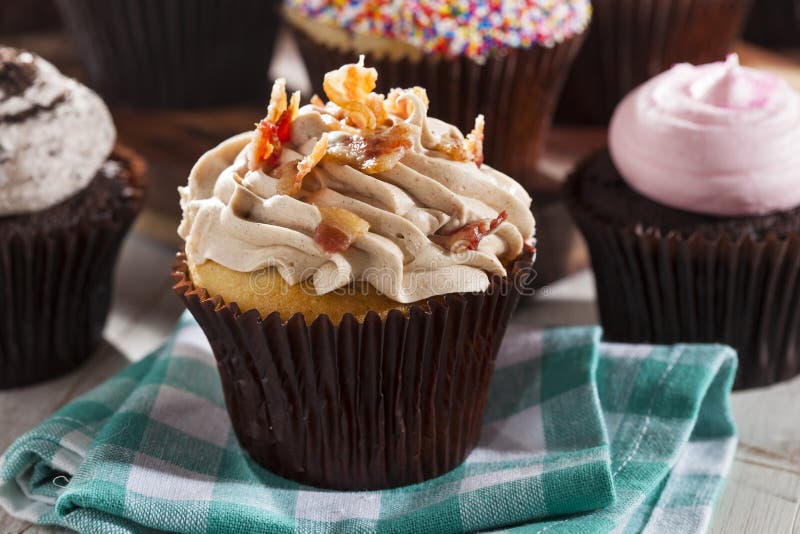 Assorted Fancy Gourmet Cupcakes with Frosting Stock Image - Image of ...