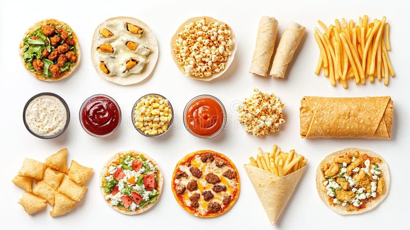 Assorted Fast Food Items Stock Illustrations – 271 Assorted Fast Food ...