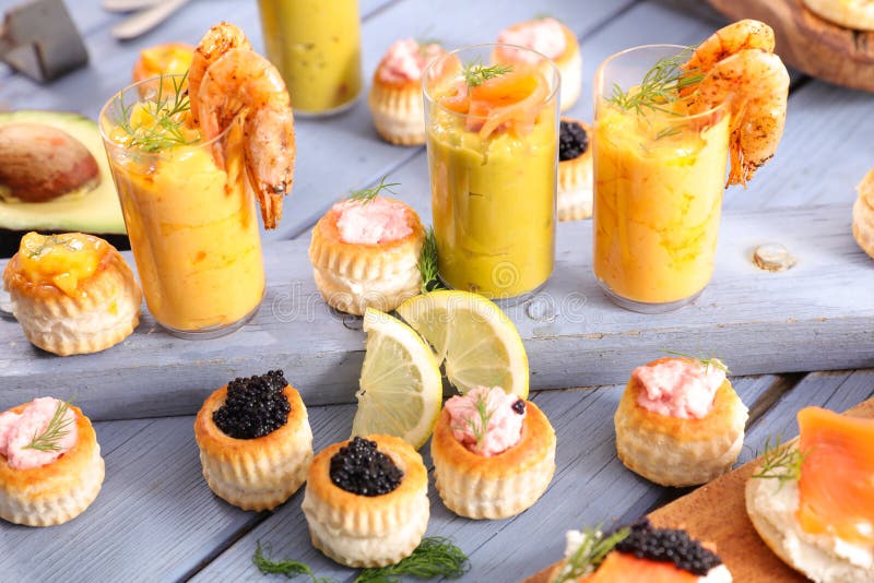 Assorted of festive canape stock image. Image of salmon - 132258499