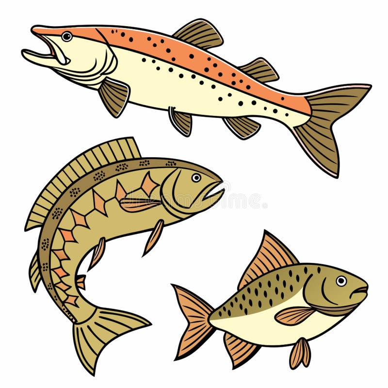 Assorted Fish Group: Diverse Aquatic Species, Vector Design Generative ...