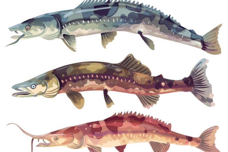 Assorted Fish Varieties on a Plain White Backdrop. Ideal for Food Blogs ...