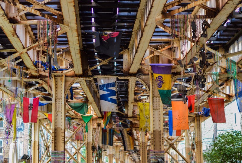 Assorted Flags Under Steel Train Rail Picture. Image: 113472736
