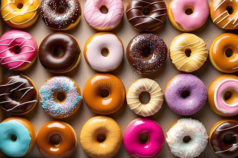 Assorted Flavored Donuts Packed in a Box Stock Illustration ...