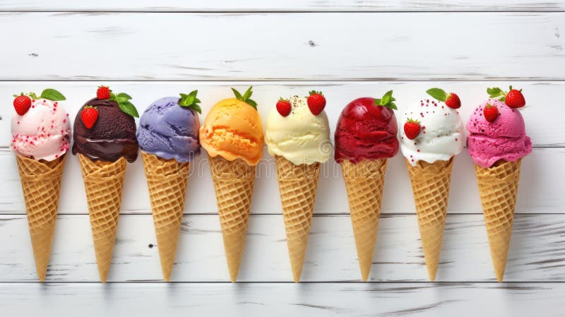 Assorted Flavored Ice Cream Cones Stock Image - Image of refreshment ...