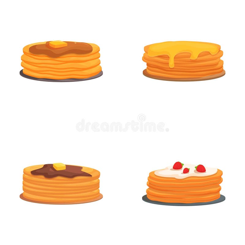 Assorted Flavored Pancake Stack Set Stock Vector - Illustration of ...
