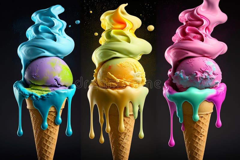 Assorted Flavors of Colorful Ice Creams, Generative Ai Stock ...
