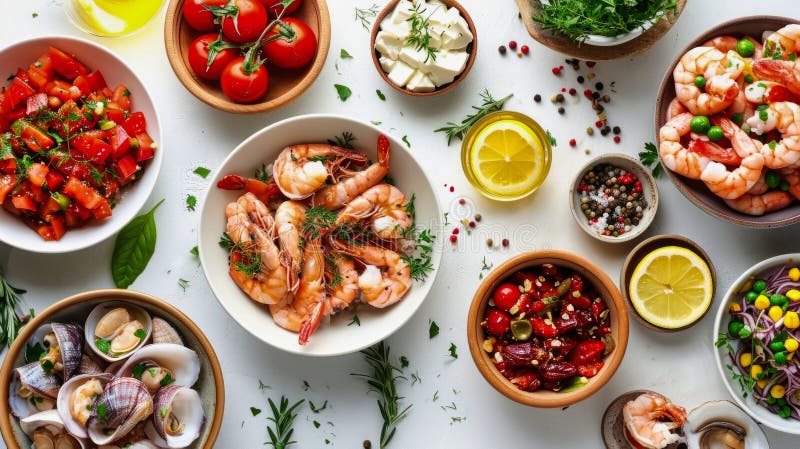 Assorted Food Bowls on Table, a Delectable Array of Different Types of ...
