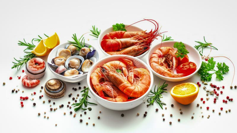 Assorted Food Bowls on a Table Stock Illustration - Illustration of ...