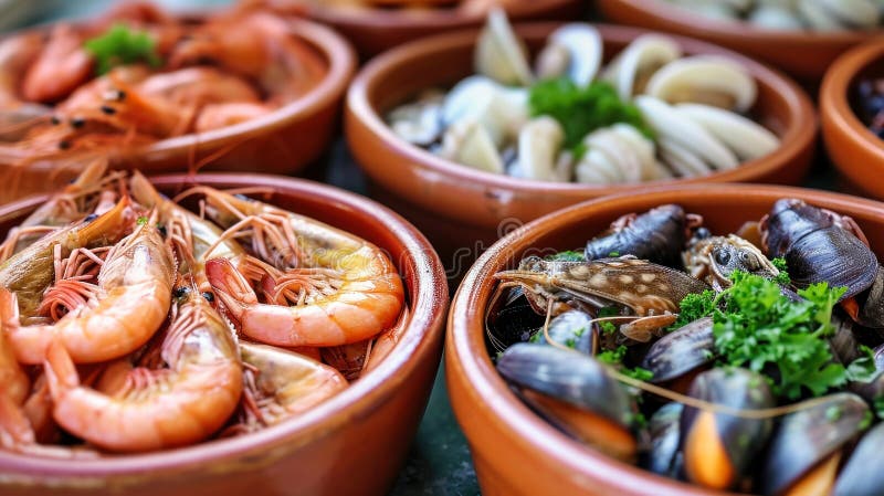 Assorted Food Bowls on a Table Stock Illustration - Illustration of ...