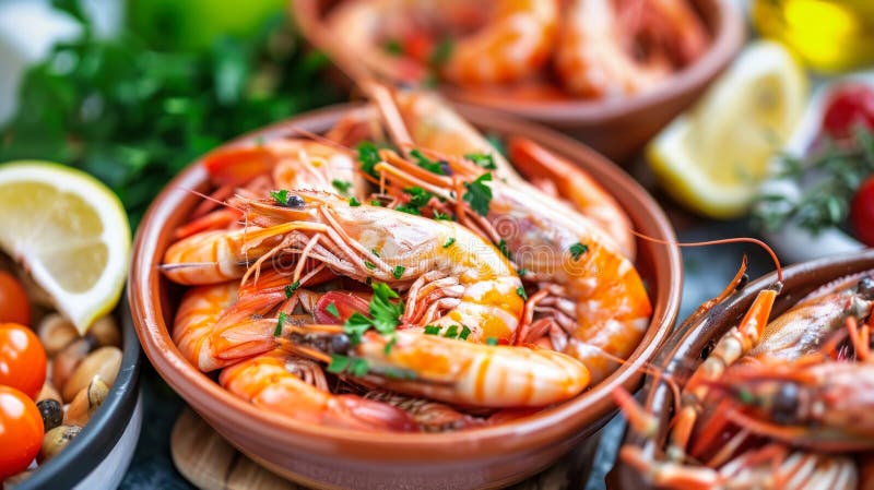 Assorted Food Bowls on a Table Stock Illustration - Illustration of ...