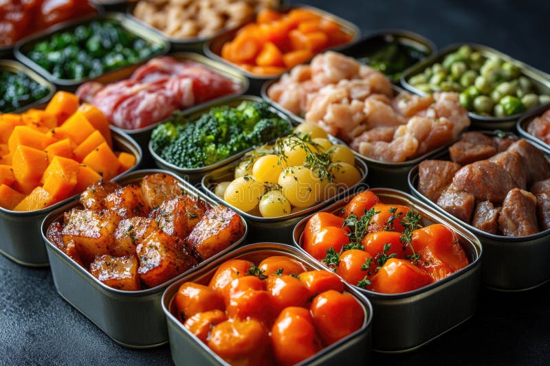 Assorted Food Containers Filled with Various Edibles Stock Image ...