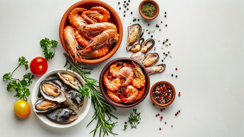 Assorted Food-filled Bowls on a Table Stock Illustration - Illustration ...