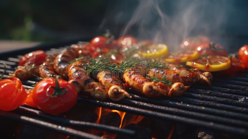 Assorted Food Items Cooking on a Grill, Perfect for Food-related ...