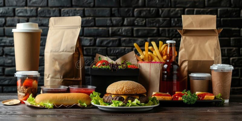 Assorted Food Items Table Suitable Various Culinary Themes Stock Photos ...