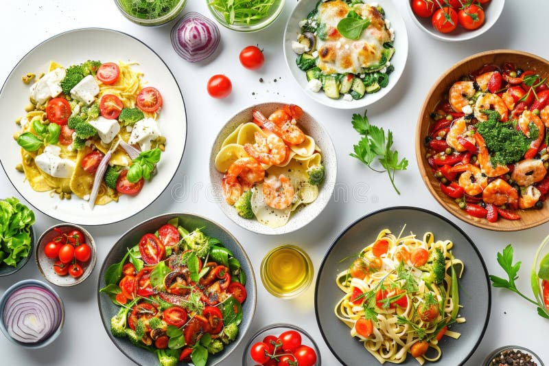 Assorted Food Items on a Table, Perfect for Food Blogs or Restaurant ...