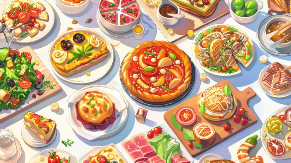 Assorted Food Items on a Table, Suitable for Food Blogs or Restaurant ...