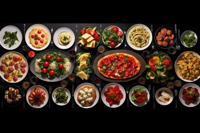 Assorted Food on a Table stock photo. Image of assorted - 369198786