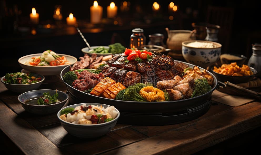 Assorted Foods Spread on Table Stock Image - Image of presentation ...