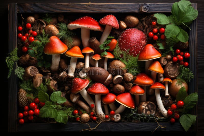 Assorted Forest Mushrooms, Mycology Study of Edible and Inedible ...