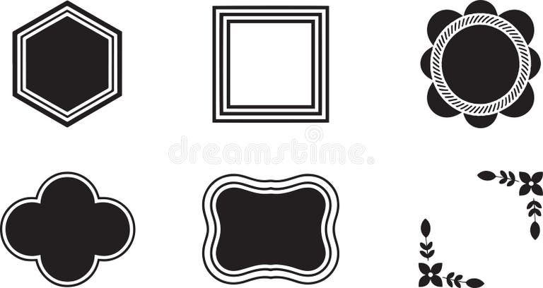 Assorted Frame Collection Hexagon, Square, Scalloped, Clover, and Ornate Border Vector Graphics ...