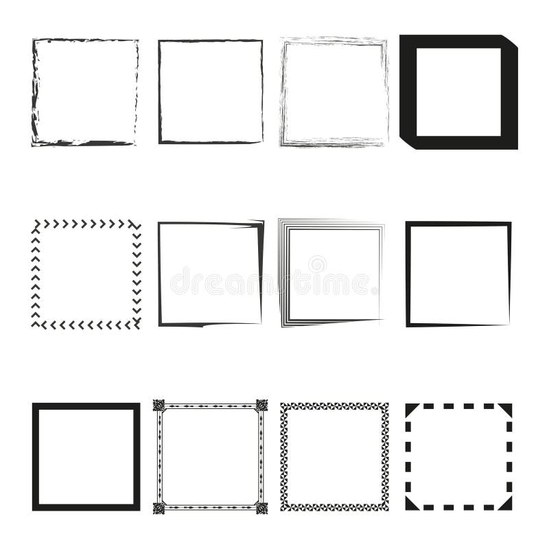 Assorted Frame Designs. Decorative Borders Set. Simple Square Outlines ...