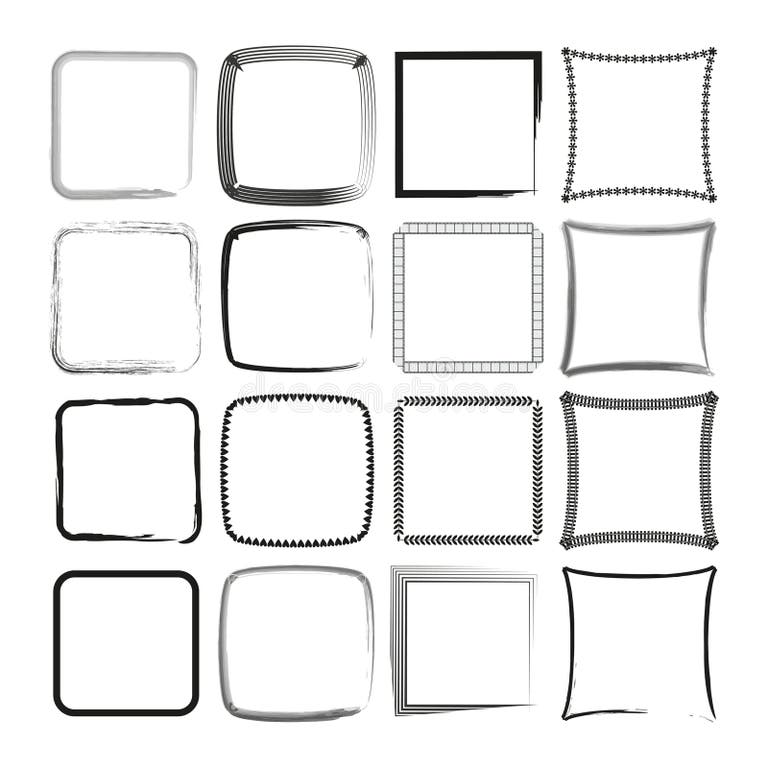 Assorted Frames Collection. Various Square Borders Set. Creative ...