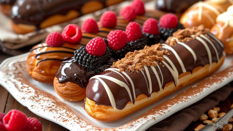 Assorted French Eclair Desserts with Enticing Flavors and Captivating ...