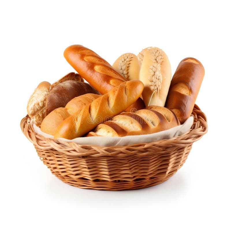 Assorted Fresh Baked Bread in a Basket. Generative Ai Stock ...