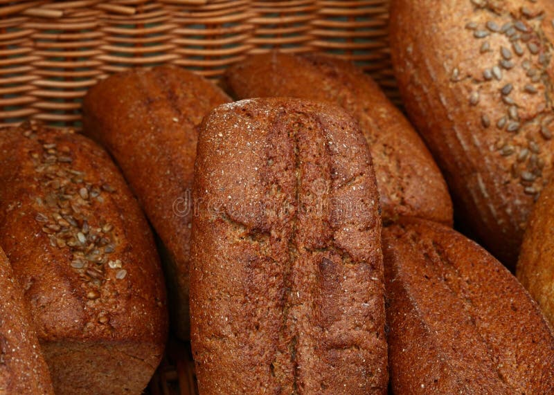 Assorted Fresh Bread Loaves on Retail Display Stock Photo - Image of ...