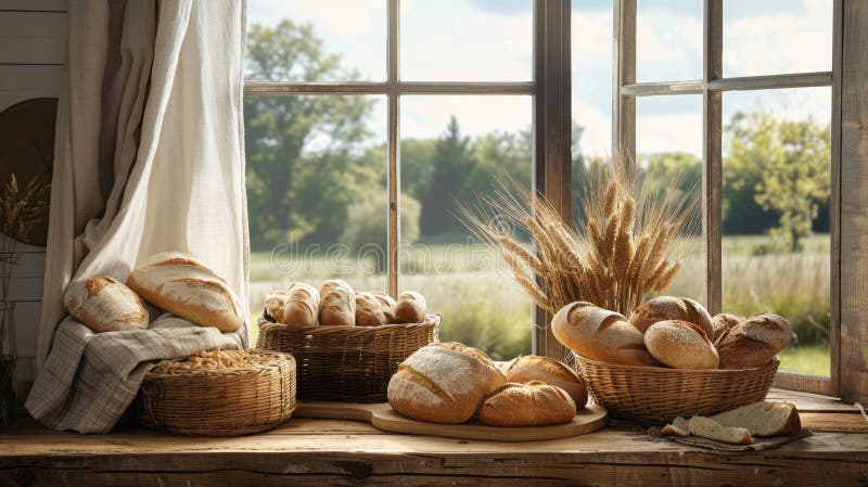 The Fresh Bread by Window.AI Generated Image Stock Photo - Image of ...