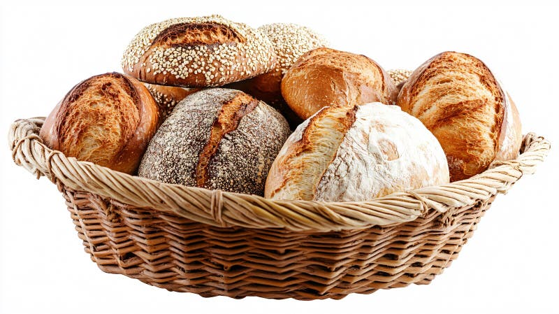 Assorted Fresh Breads in Basket on Transparent Background Stock Illustration - Illustration of ...