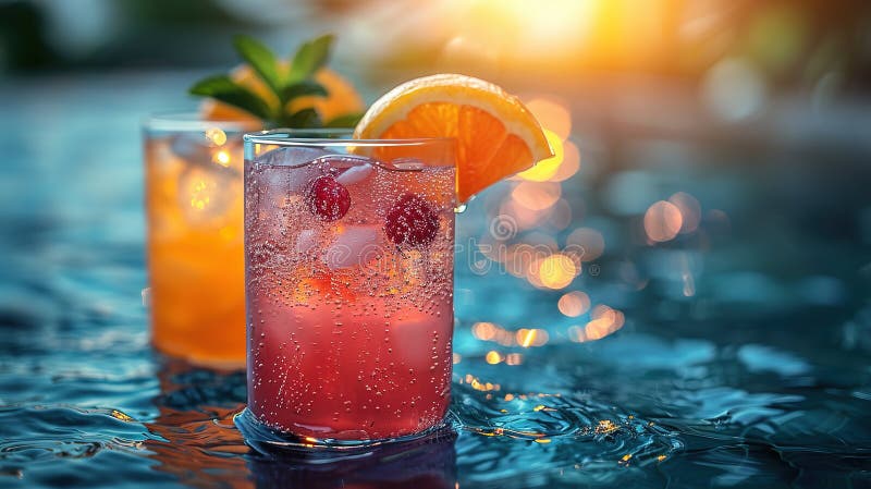 Assorted Fresh Coctails at the Poolside Outdoors, Nobody Stock Photo ...