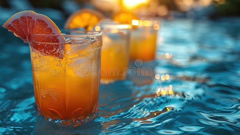 Assorted Fresh Coctails at the Poolside Outdoors, Nobody Stock Photo ...