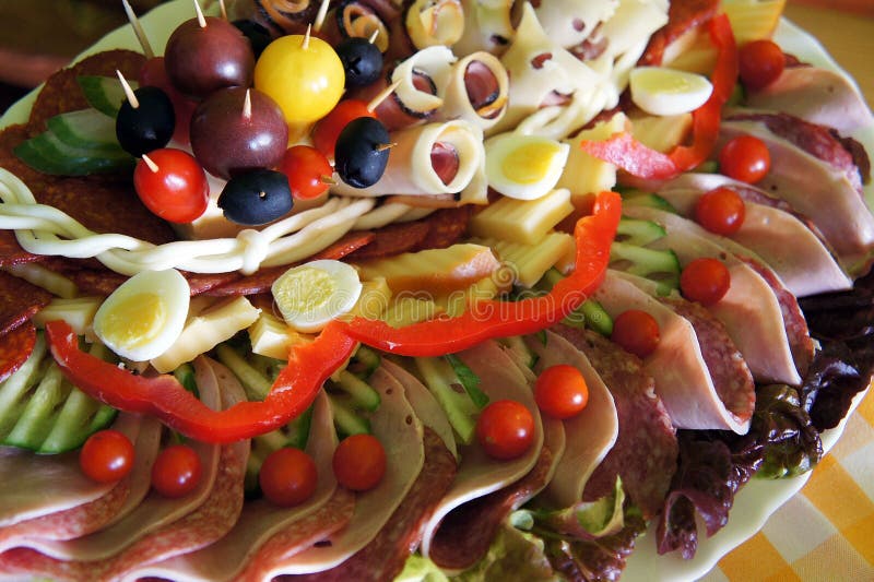 Assorted Fresh Cold Cut Platter Stock Photo - Image of party ...