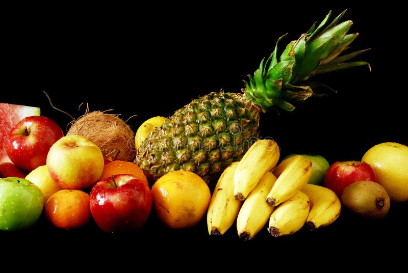 Assorted Fresh Fruit Arranged in Line Stock Image - Image of group ...