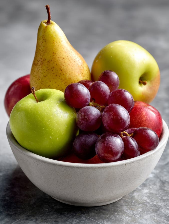 Assorted Fresh Fruit in a Bowl on a Textured Background Stock Image ...