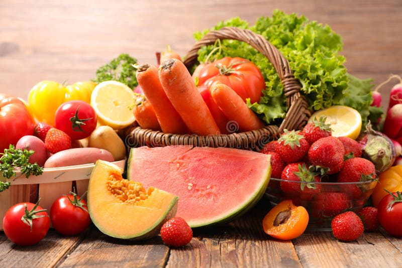 Assorted Fruit and Vegetable Stock Image - Image of wood, composition ...