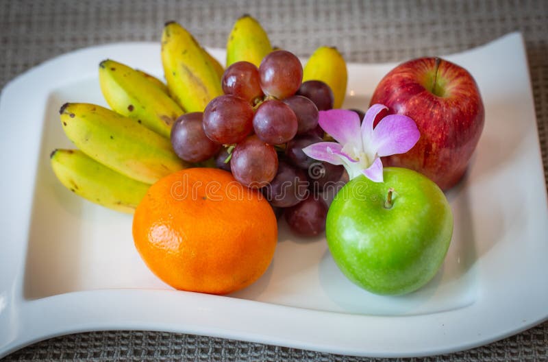 An Assortment Of Juicy Delicious Fruits In A Delicious Dish. The Stock ...