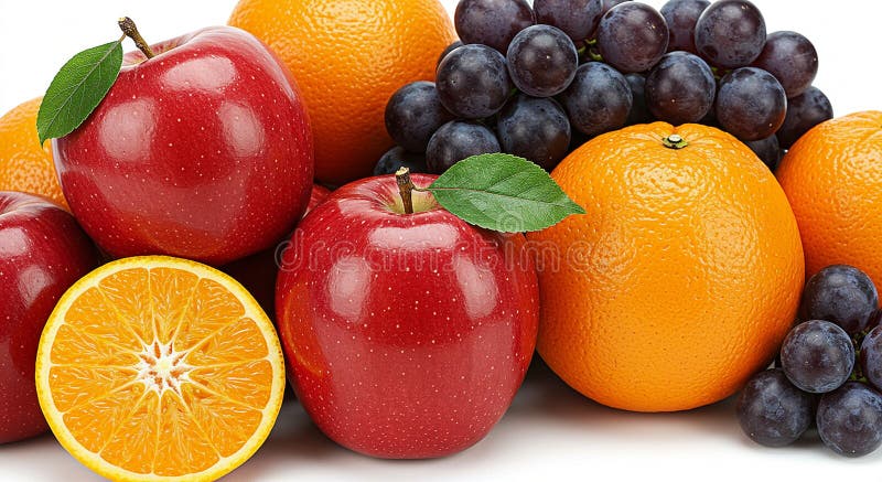 Assorted Fresh Fruits on White Background Stock Illustration ...