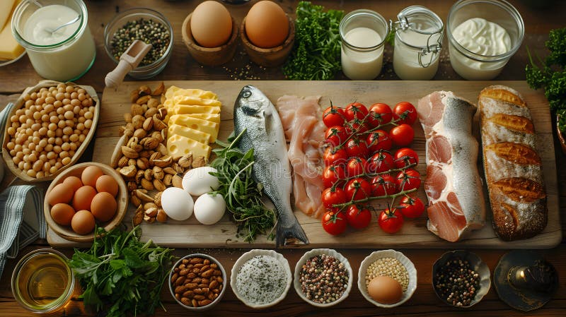 Fresh Ingredients Spread with Vegetables, Meat, and Dairy Products ...