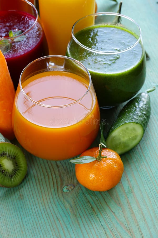 Assorted Fresh Juices from Fruits Vegetables Stock Photo - Image of ...