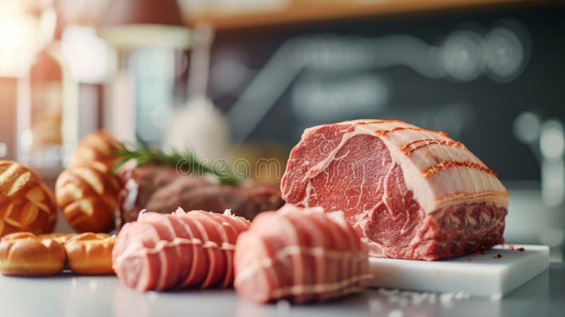 Assorted Fresh Meats on a Kitchen Counter Stock Image - Image of ...