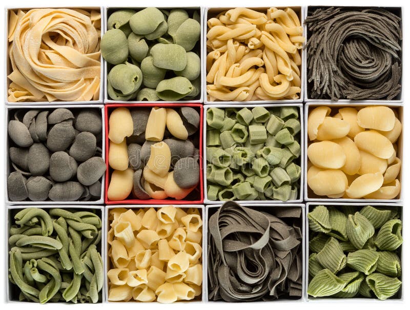 Fresh pasta assorted. stock photo. Image of showing - 123159778