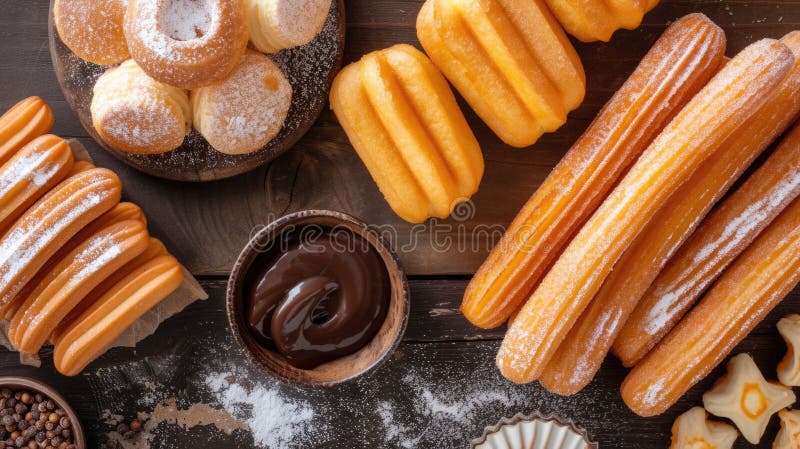 Assorted Fresh Pastries with Sugar and Chocolate Stock Illustration ...