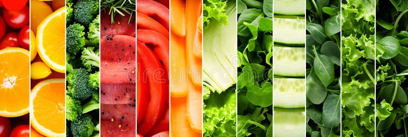 Assorted Fresh Vegetable Products Collage with Bright White Dividers ...