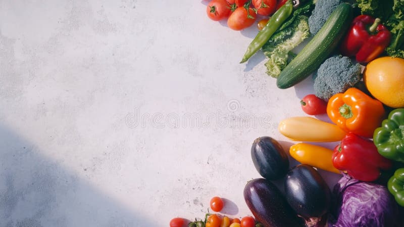 Assorted Fresh Vegetables Arranged Around the Edges of a Light-colored ...