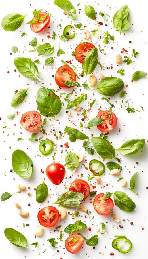 Assorted Fresh Vegetables Floating and Falling in Mid Air on a Clean ...