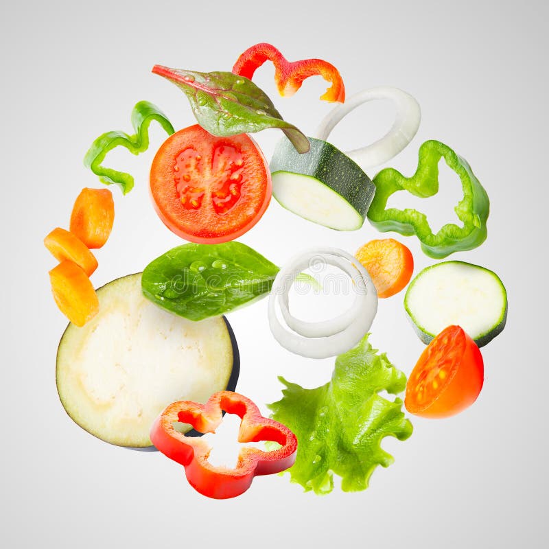 Assorted Fresh Vegetables Flying Stock Image - Image of onion, carrot ...