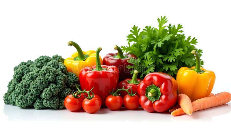 Assorted Fresh Vegetables Isolated on Pure White Background Stock ...