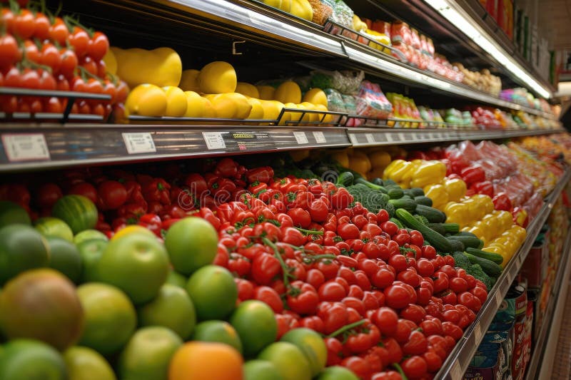 Assorted Fresh Vegetables on a Store Shelf Stock Photo - Image of ...